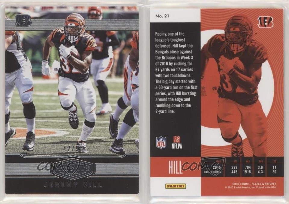2016 Panini Plates & Patches 42/99 Jeremy Hill #21 ni4 | eBay