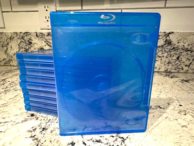 BLU-RAY Disc DVD/Game Cases 10 12mm Single Blue w/Printed Blu-Ray Logo ...
