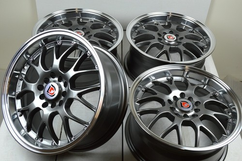 Set of 4 New 16x7 DDR R1 Gunmetal/Polished Lip 16" Wheels Rims 5x100 ...