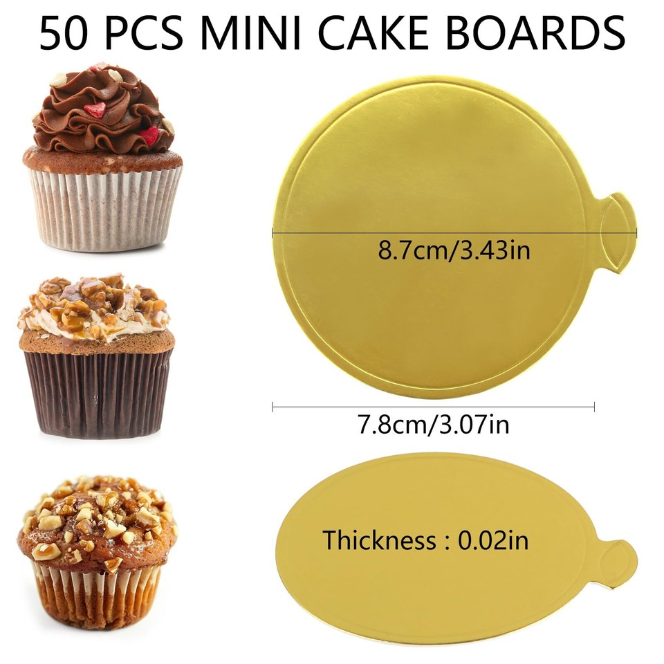 Mini Cake Boards 3.1 inch Gold Cake Base Round Cake Cardboard Mousse ...