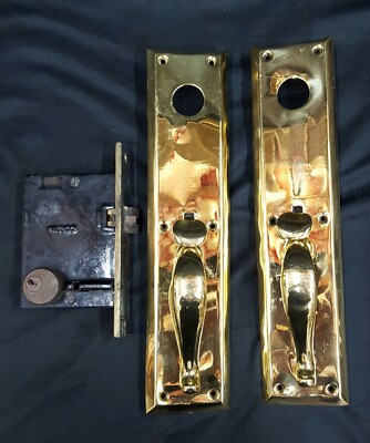 Large Pair 14" Tall Solid Brass Rectangular Door Back Plates With ...