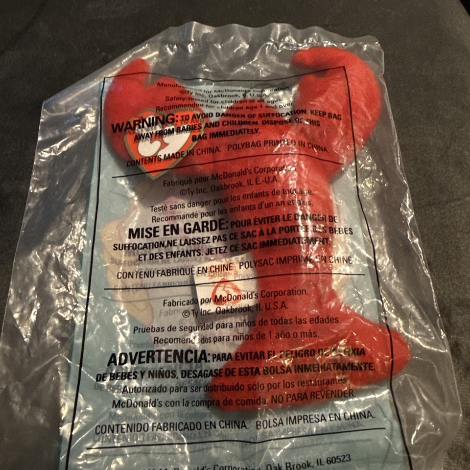 Ty Teenie Beanie Babies McDonald’s Happy Meal Toy-Pinchers the Lobster ...