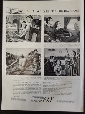1940 Air Transport Association Print Advertising The Big Game LIFE B&W ...
