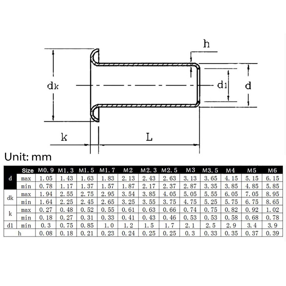 PCB Rivet Brass Tubular Hollow Rivet Eyelets Vias M0.9 M1.3 M1.5 M1.7 ...