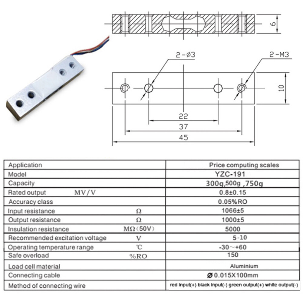 1 2 3 5 10 20kg Digital Scale HX711 AD Module Load Cell Amplifier ...