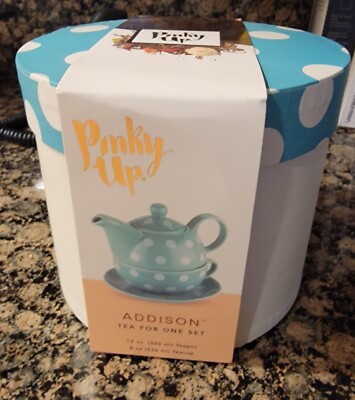 New Addison Tea for one teal blue pinky up ceramic teapot | eBay