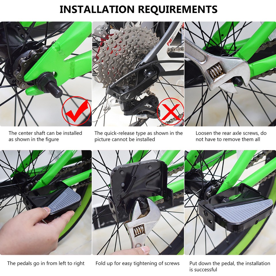 Bike Rear Footrest Bike Folding Foot Peg Rest Footrest Foot Peg Bike ...