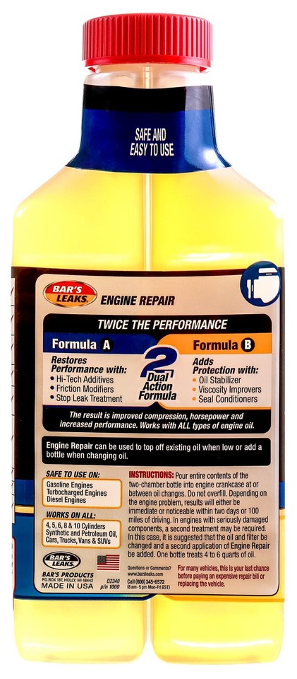 Bar's Leaks High Mileage Engine Repair Oil Additive Restore Power and ...