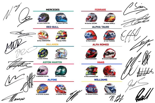 F1 Signed Formula 1 2021 Drivers A4 Photo PRINT Lewis Hamilton ...