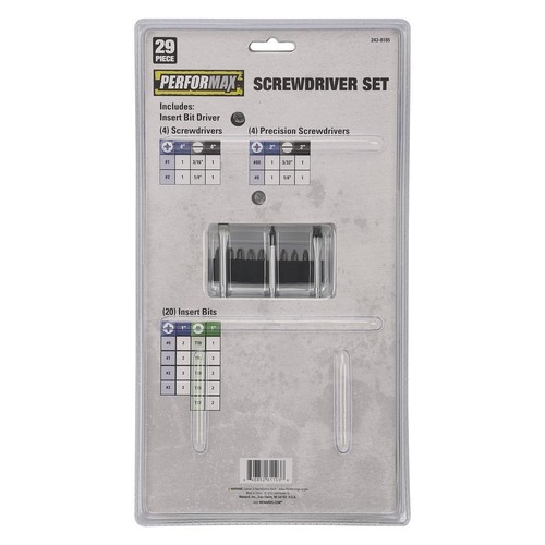 29 Piece Phillips, Slotted & Torx Star Screwdriver & Bit Set Standard ...