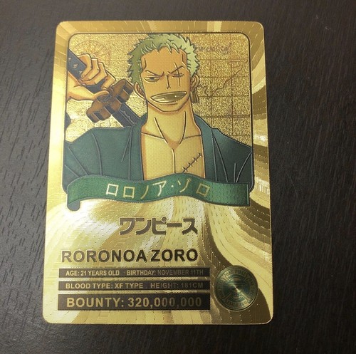 24k Gold Foil Plated One Piece Roronoa Zoro Anime Card Collectible | eBay
