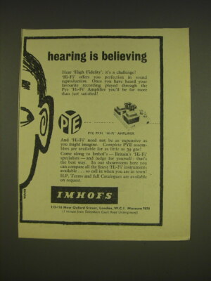 1955 Imhofs Pye PF91 Hi-Fi Amplifier Ad - Hearing is believing | eBay