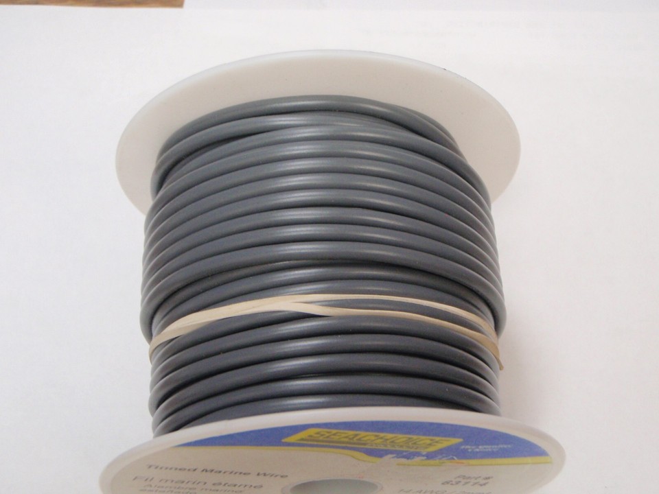 WIRE MARINE BOAT TINNED COPPER 14GA GREY 100FT ROLL 63114 WIRING ...