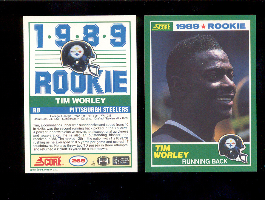 1989 Score TIM WORLEY Pittsburgh Steelers Rookie Card | eBay