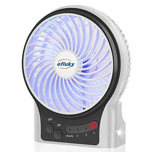 efluky 3 Speeds Mini Desk Fan, Rechargeable Battery Operated Fan with ...