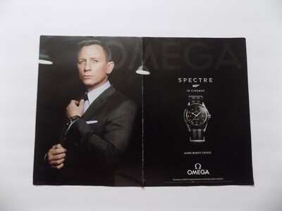 2015 PRINT AD JAMES BOND SPECTRE MOVIE CHOICE OMEGA WATCH TWO PAGE | eBay