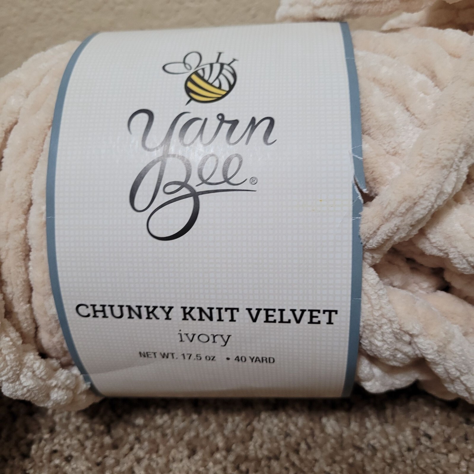 Yarn Bee Chunky Knit Velvet Ivory Jumbo Size 7 40 Yards 1 Skein Hobby ...