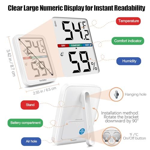 Precision Hygrometer - Indoor Humidity Meter and Room Thermometer with ...