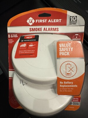 First Alert 2 Pack 10 Year Battery - Powered Photoelectric Smoke ...
