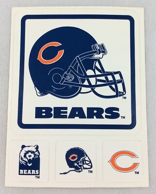 NFL 1990 Chicago Bears Logo Sticker Set with Team Schedule on Reverse ...