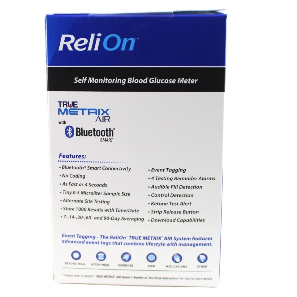 ReliOn TRUE METRIX Air Self-Monitoring Blood Glucose Meter Bluetooth ...