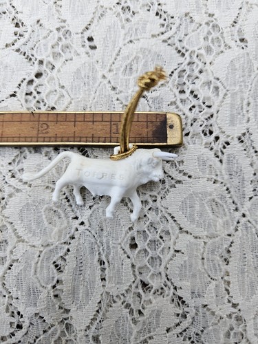 White Plastic Torres Bull Charm Advertising Collectible FREE US ...