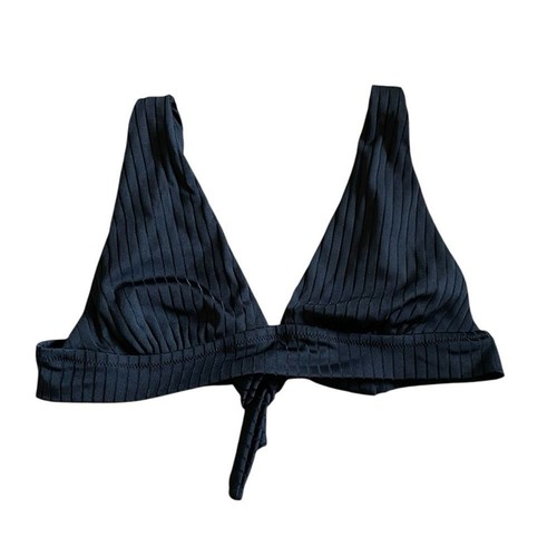 Aerie Wide Ribbed Triangle Bikini Top L Black | eBay