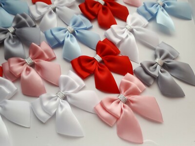 6 x Satin Ribbon Double Bows Crafts Sewing Gift Bows 6 cm Little Bows ...