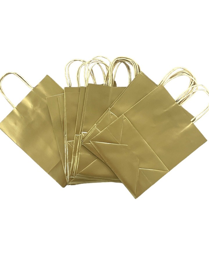 61 Pack Metallic Gold Gift Bags With Handle 10”x8”x4.25” | eBay