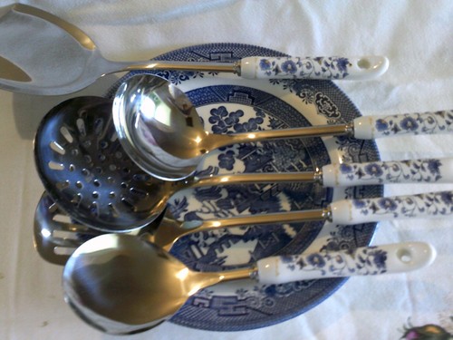 5PCS KITCHEN UTENSIL SET Good Match BOOTHS REAL OLD WILLOW TABLEWARE ...