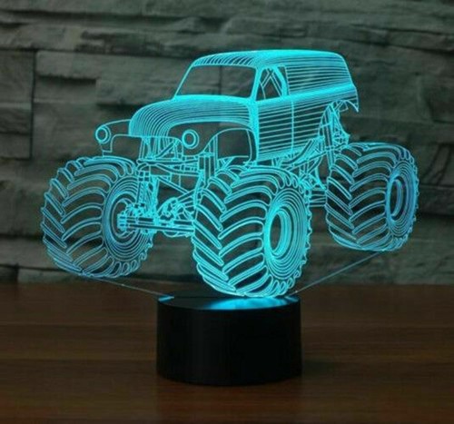 7 Colors Changing Grave Digger Monster Tractor 3D Illusion Desk Lamp ...