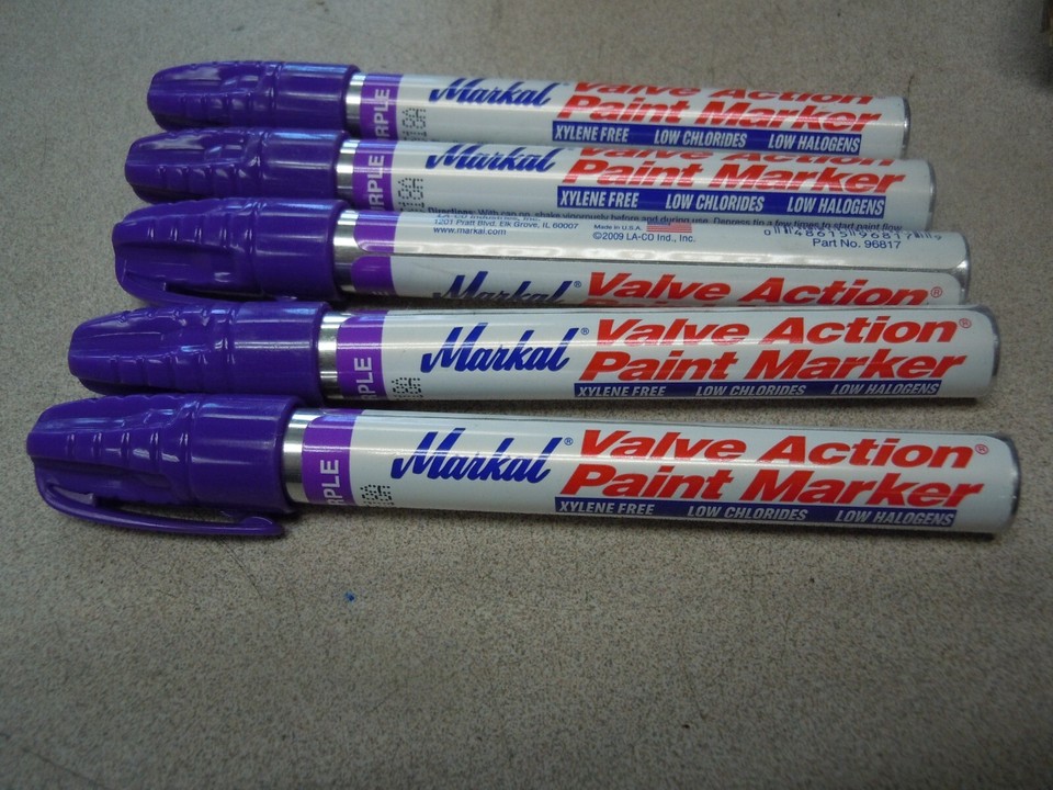 Markal 96817 Permanent Valve Action Paint Marker, Medium Tip, Purple ...