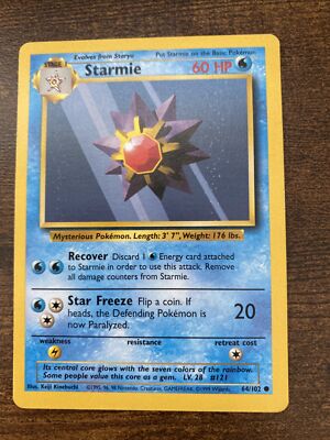 Pokémon TCG Starmie Base Set 64/102 Regular Unlimited Common | eBay