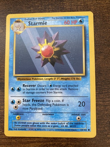 Pokémon TCG Starmie Base Set 64/102 Regular Unlimited Common | eBay