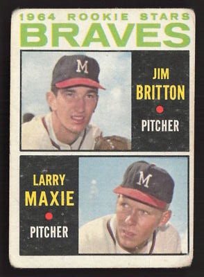 Jim Britton Larry Maxie 1964 Topps #94 Braves Rookie Stars VG CR ST | eBay