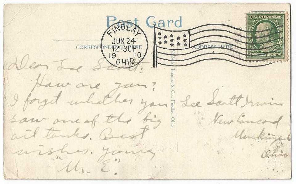 Findlay Ohio OH ~ Burning Oil Tanks Struck by Lightning 1910 | eBay