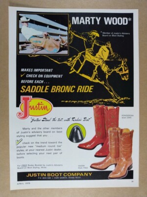 1970 Justin Cowboy Boots Marty Wood photo vintage print Ad | eBay