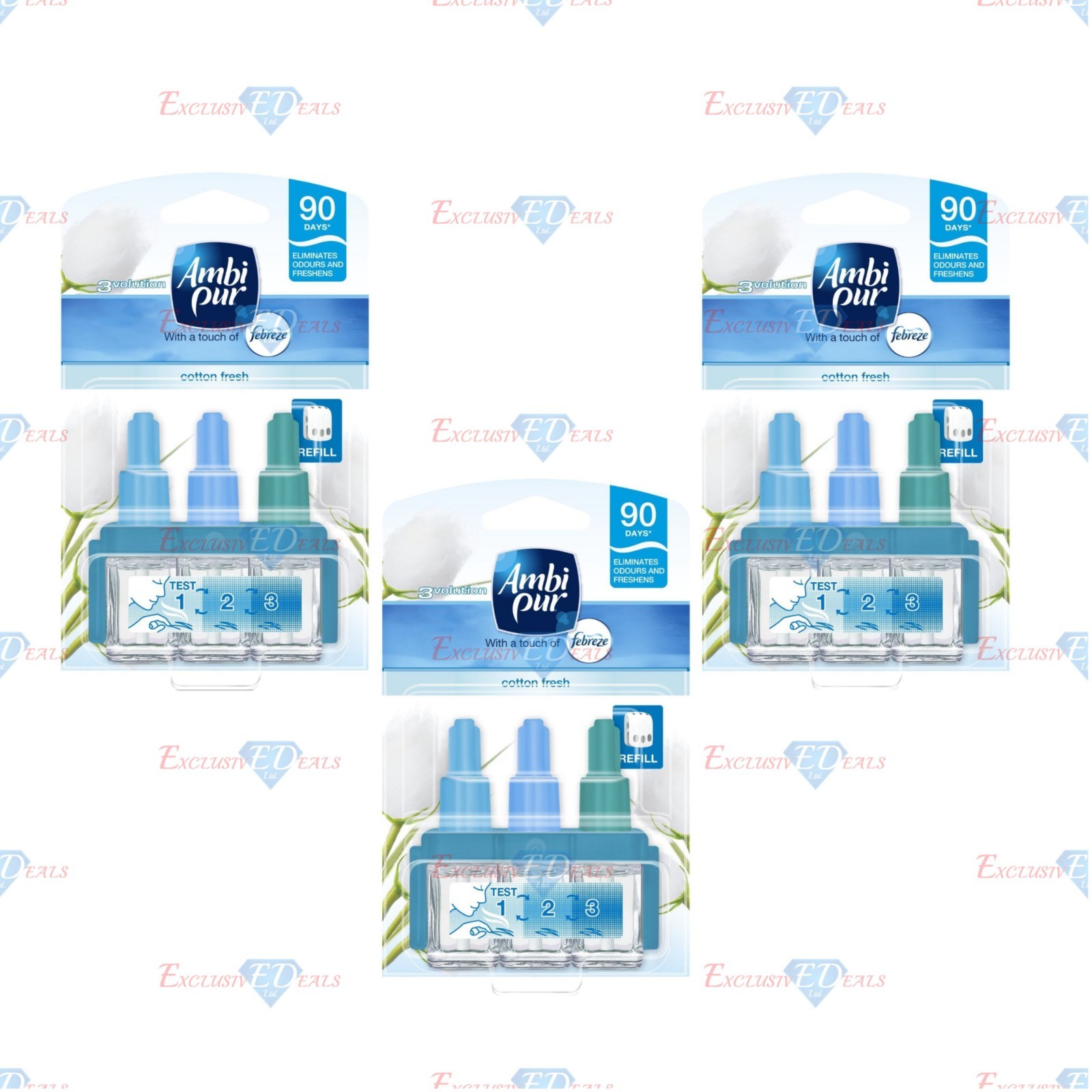 Ambi Pur 3Volution Electric Plug In Refills Air Freshener 90 Days 3 x 3 ...