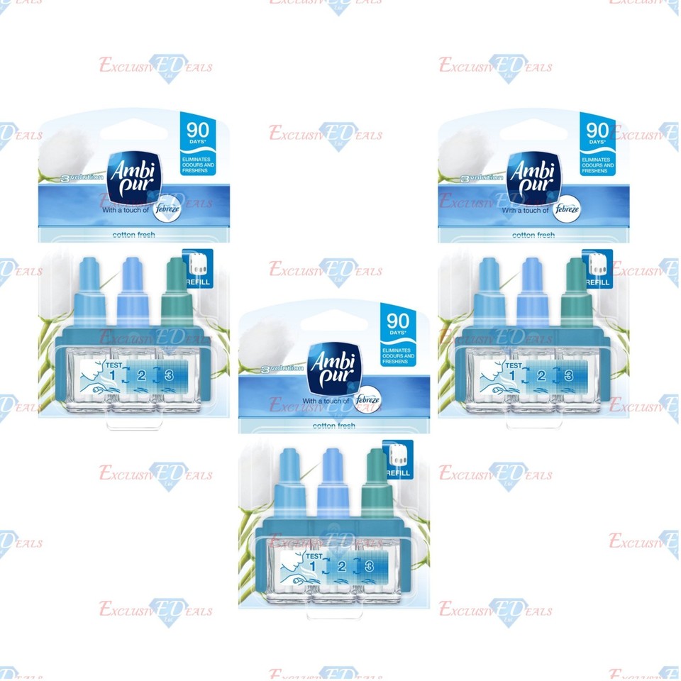 Ambi Pur 3Volution Electric Plug In Refills Air Freshener 90 Days 3 x 3 ...