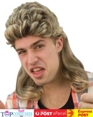 Billy Blonde Mullet Wig 70s 80s Rock Bogan Retro Mens Costume Accessory ...