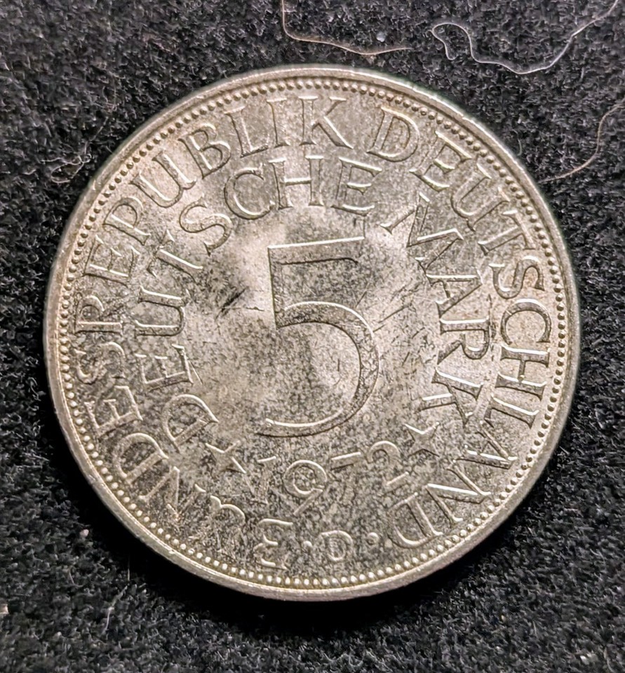 Germany 1972 D 5 Mark 0.625 Silver Coin KM ! Beautiful Coin! Look! | eBay