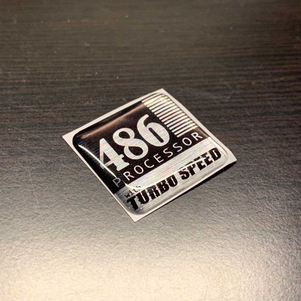 Custom Vintage 386 486 Computer Case Badge DOMED Sticker Retro PC 486SD ...