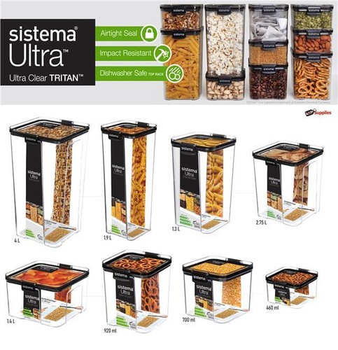 Sistema Ultra Tritan Airtight Crystal Clear Pantry & Kitchen Storage ...