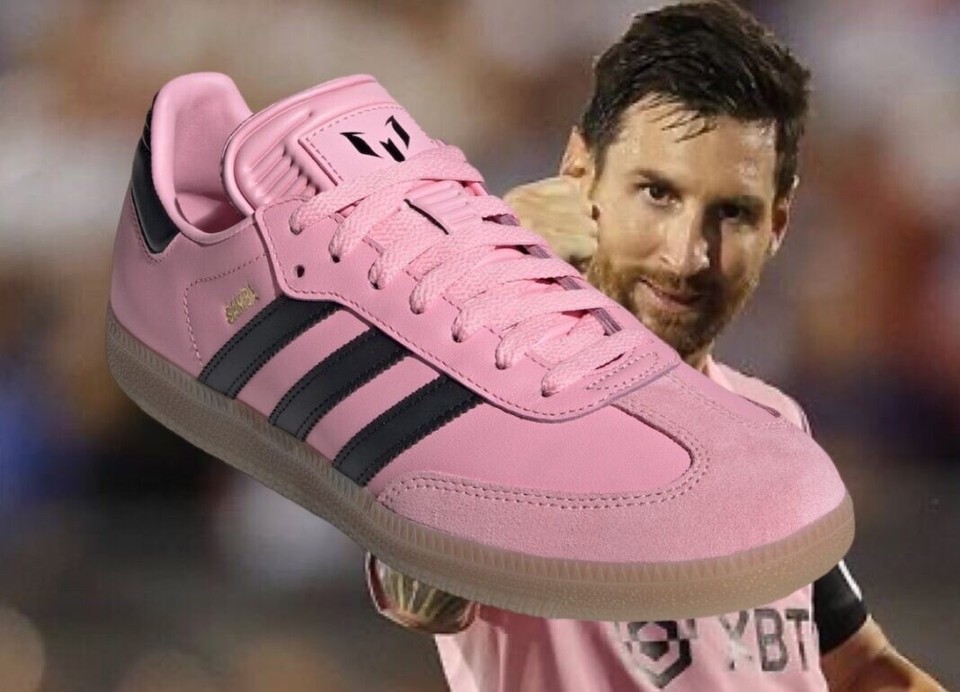 adidas Samba Pink Sneakers Miami Team Shoes Messi Logo Retro Trainers ...