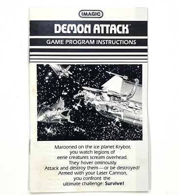 1982 IMAGIC Demon Attack Game Program Instructions Manual Only for ...