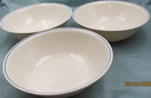 VTG 3 Corelle Corningware Beige Large Serving Bowls/Blue Lily Stripe ...