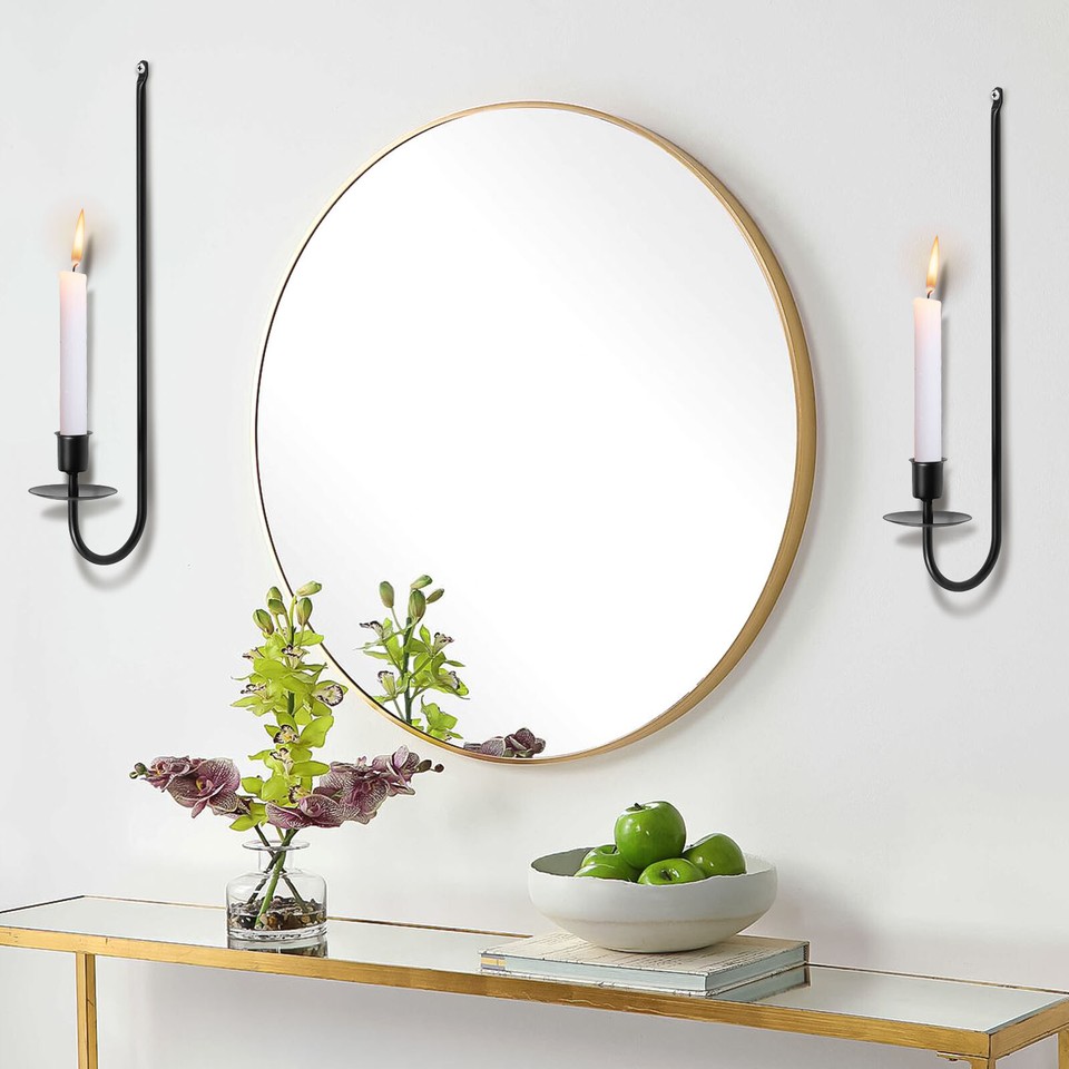 2 Pcs Candle Sconce Holder Mental Iron Wall Candle Sconce Hanging Wall ...