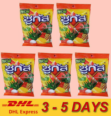 5 x SUGUS Chewy JUMBO Candy Lychee Pineapple Flavoured with Fruit Juice ...