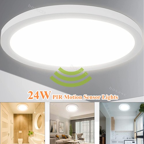 24W LED Ceiling Light PIR Motion Sensor Dimmable Flush Mount Garage ...