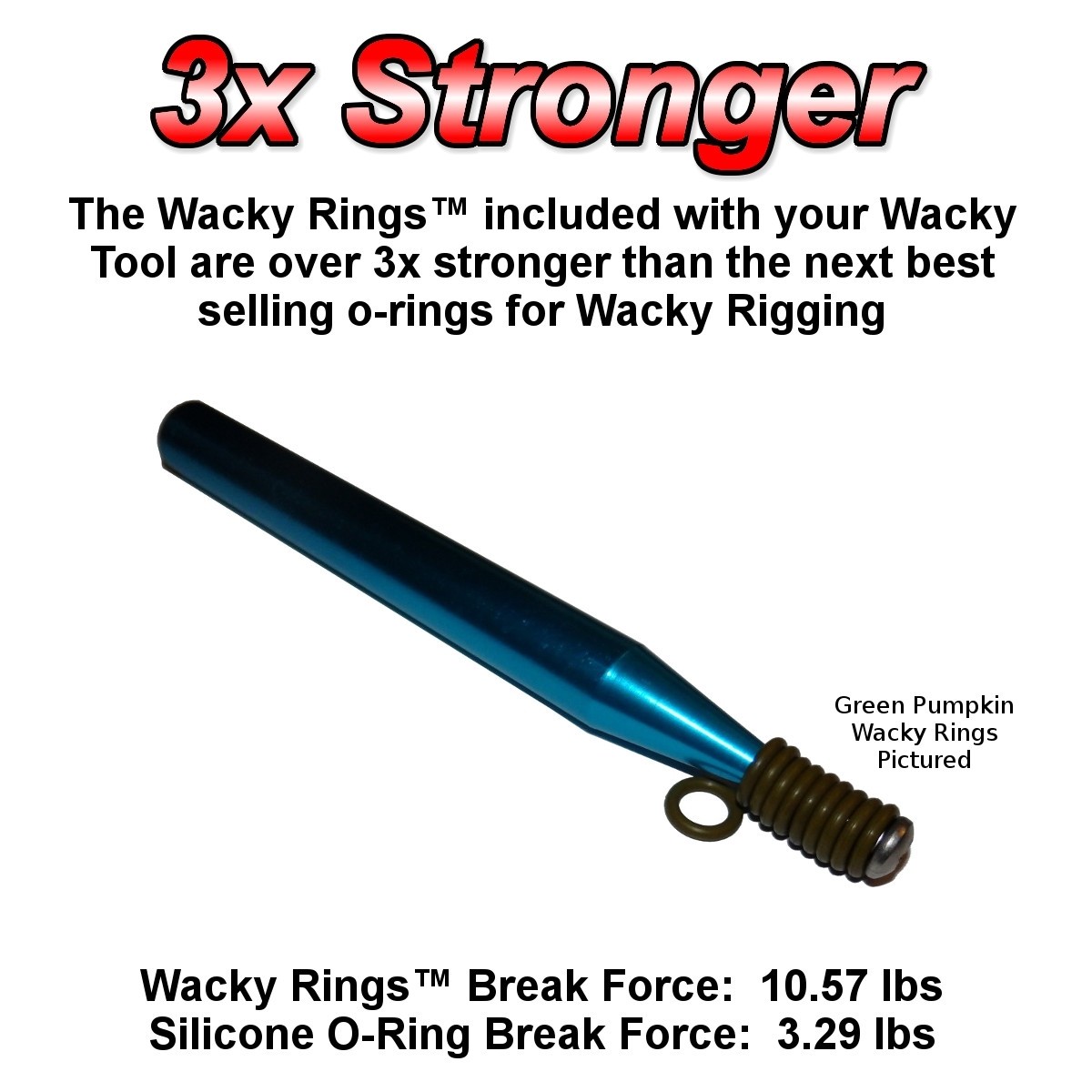 Wacky Rig O-Ring Tool for Senkos & Stick Baits (w/ 10 Green Pumpkin O ...